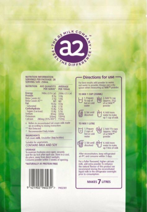 a2 Milk™ Full Cream Milk Powder – VitaHauz